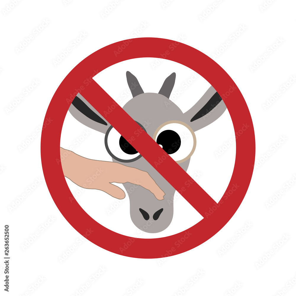 Vector illustration of ban on touching goat on white background. Symbol ...