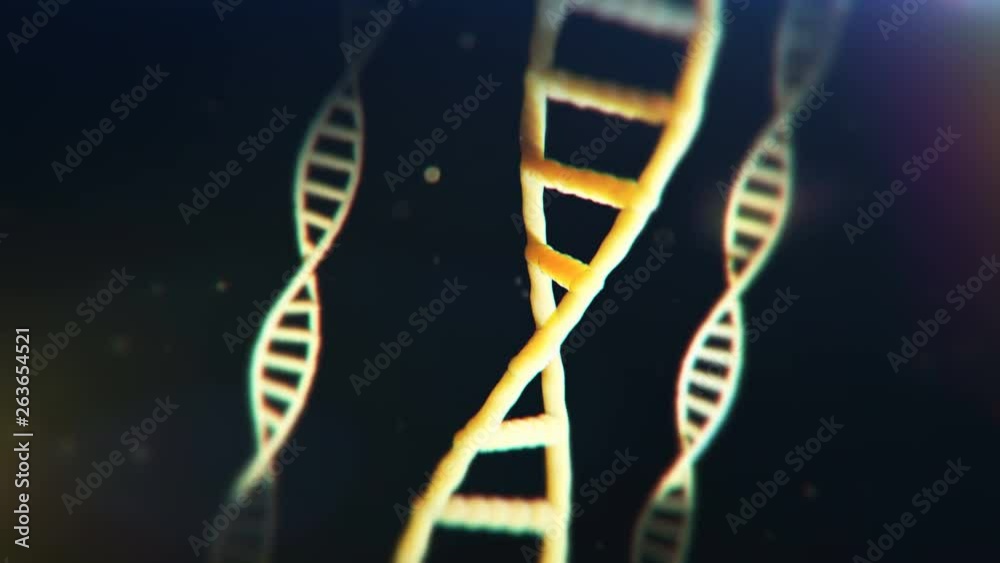DNA molecules on screen, genetic research, replication, cloning ...