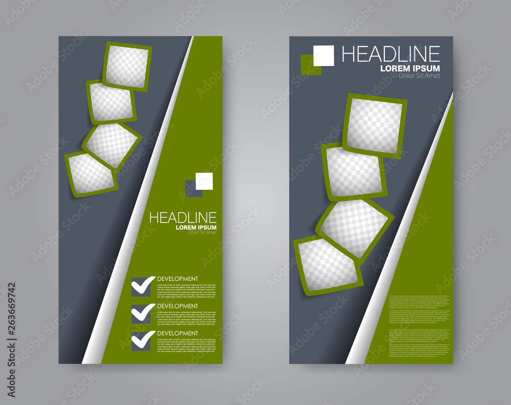 Flyer template. Vectical banner design. Modern abstract two side ...