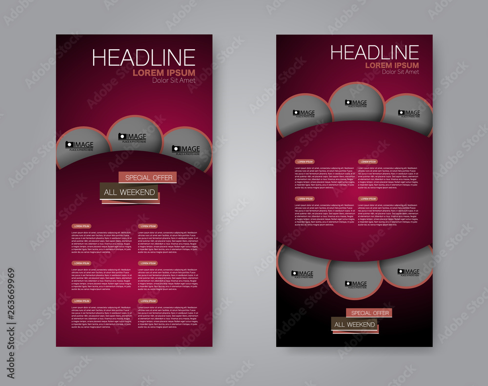 Flyer template. Vectical banner design. Modern abstract two side ...