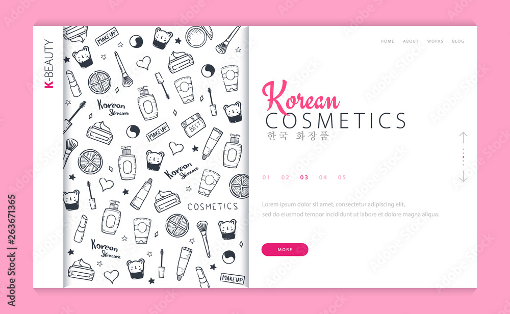 Web page design template for Korean Cosmetics. Modern design vector ...