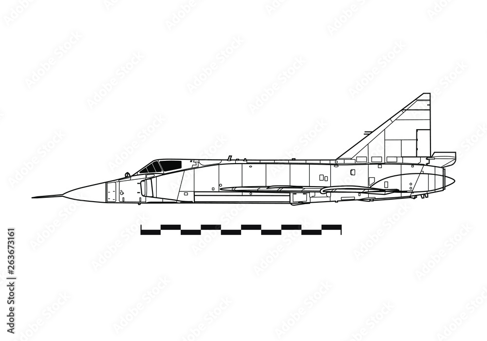 Convair F-102 DELTA DAGGER. Outline drawing Stock Vector | Adobe Stock