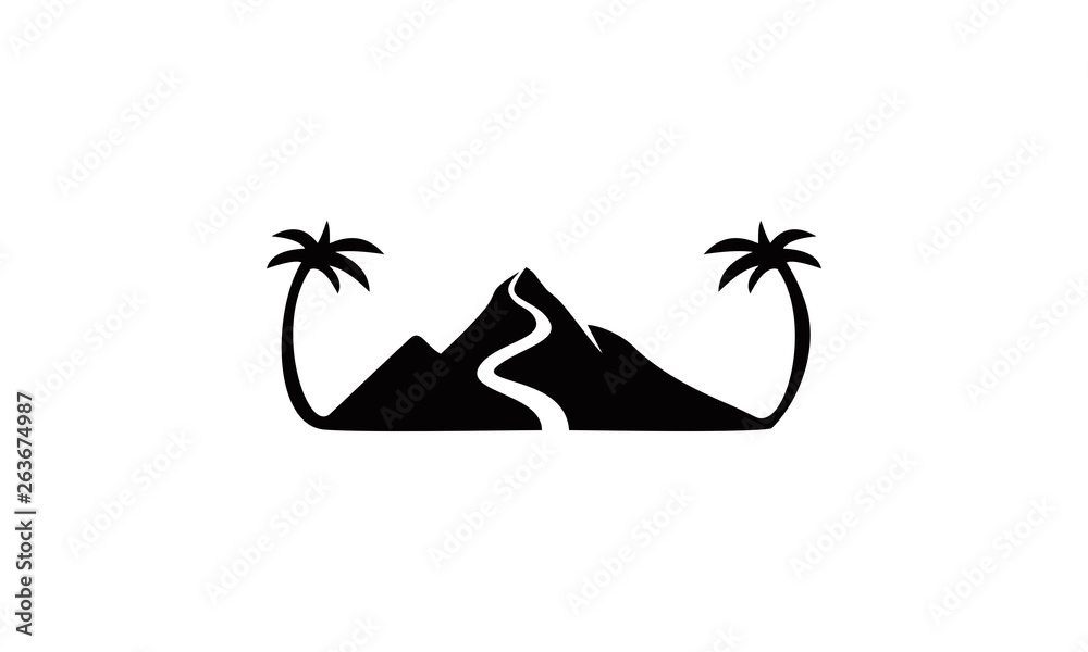volcano island logo Stock Vector | Adobe Stock