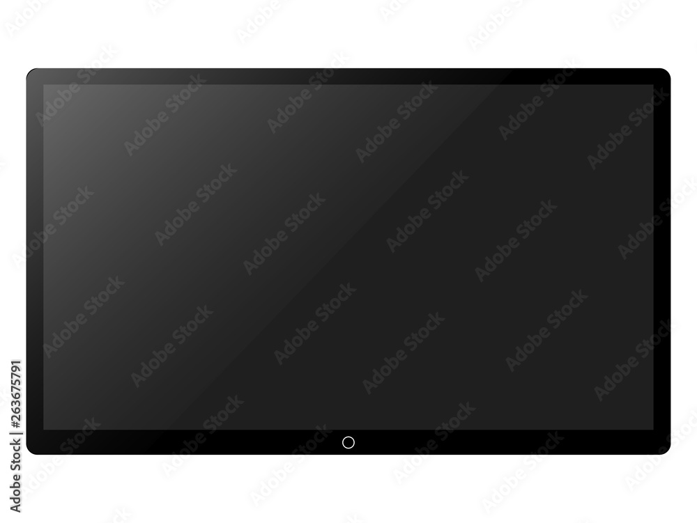 Realistic TV screen. Modern stylish lcd panel, led type. Large computer ...