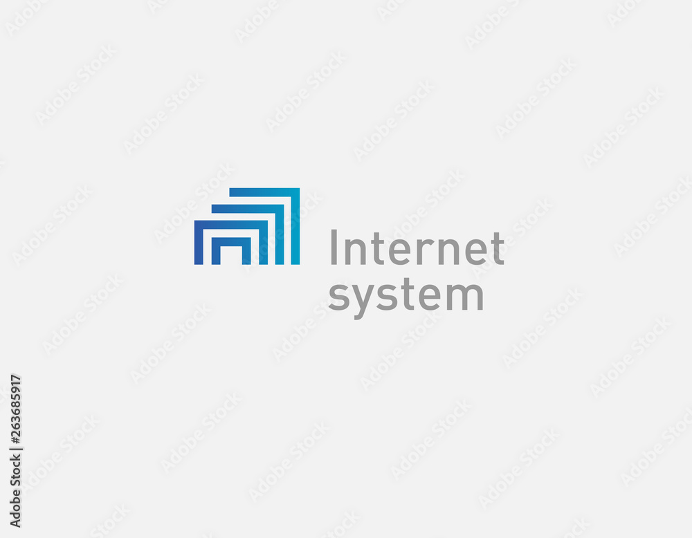 Abstract linear blue logo internet web system Stock Vector | Adobe Stock