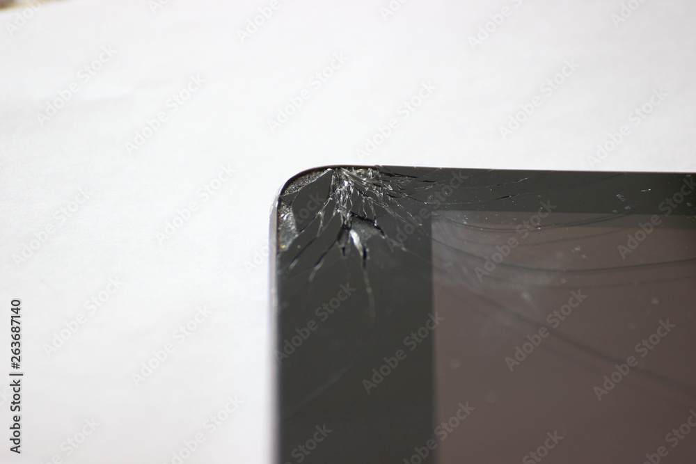 broken screen of mobile phone or tablet. modern technologies in human ...