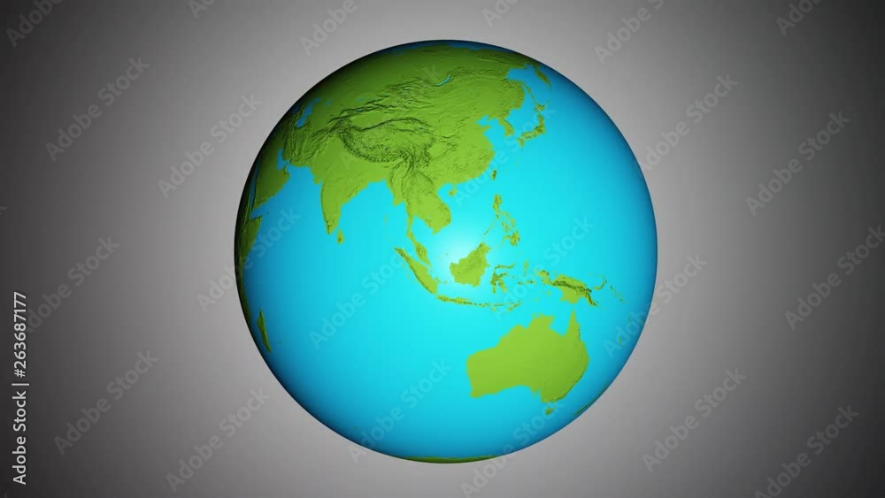 Graphic 3d animated earth showing the borders of the country Papua New ...