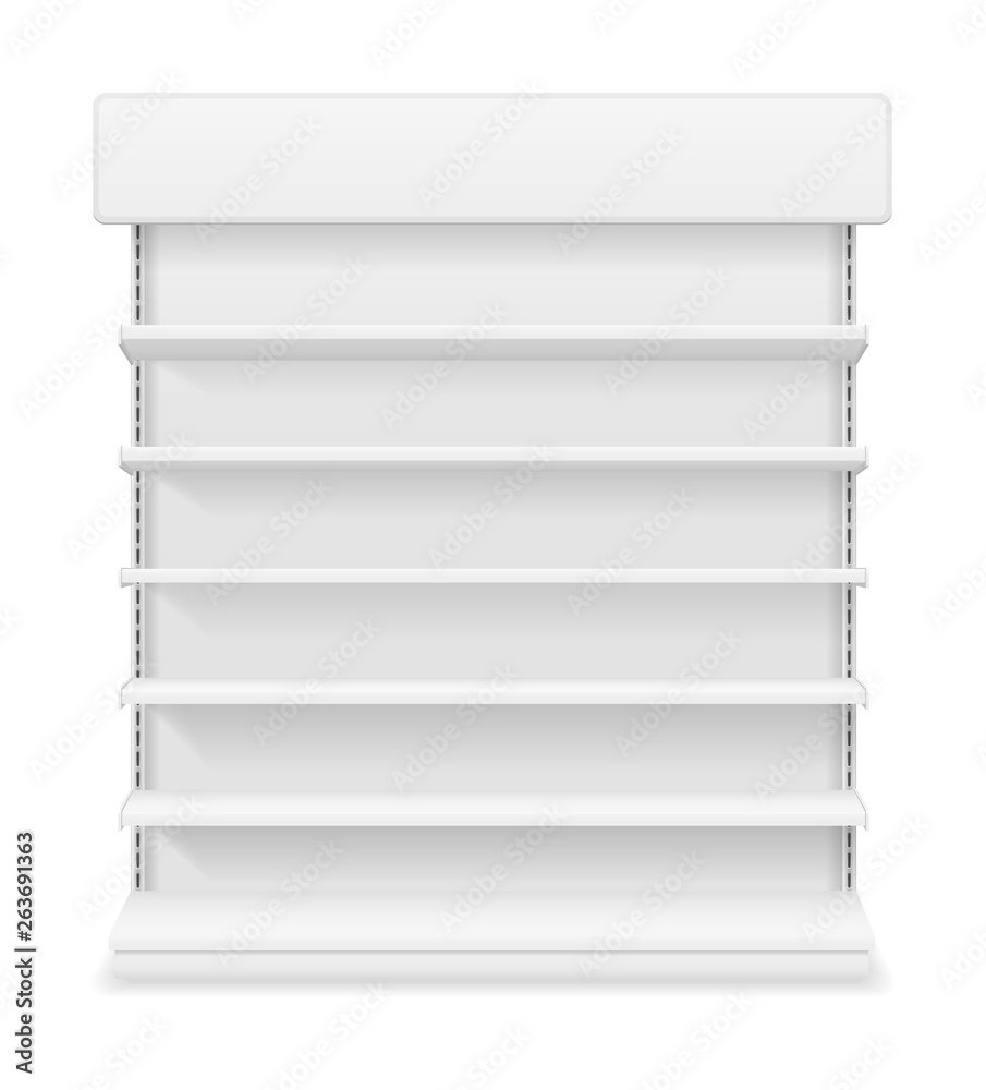 shelving rack for store trading with a sign to advertise goods and ...