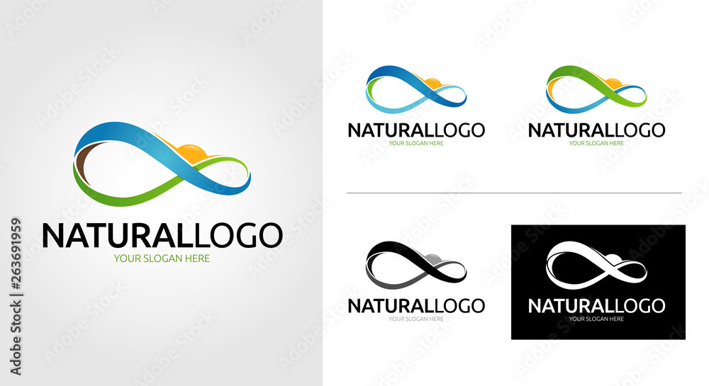 Infinity Landscape Logo Template Set Stock Vector | Adobe Stock