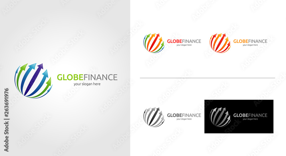 Globe Finance Logo Template Set Stock Vector | Adobe Stock
