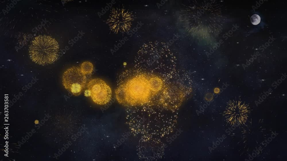 Welcome Text Typography Reveal From Golden Firework Crackers Particles ...