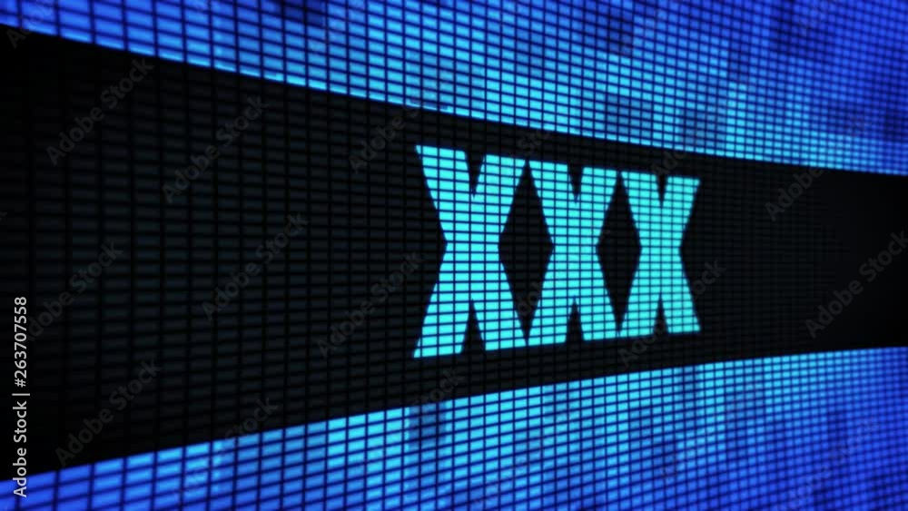 XXX Side Text Scrolling on Light Blue Digital LED Display Board Pixel ...