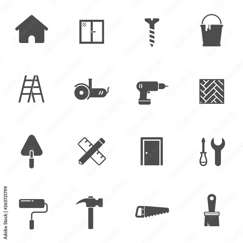 building construction vector icons for web, mobile and user interface ...