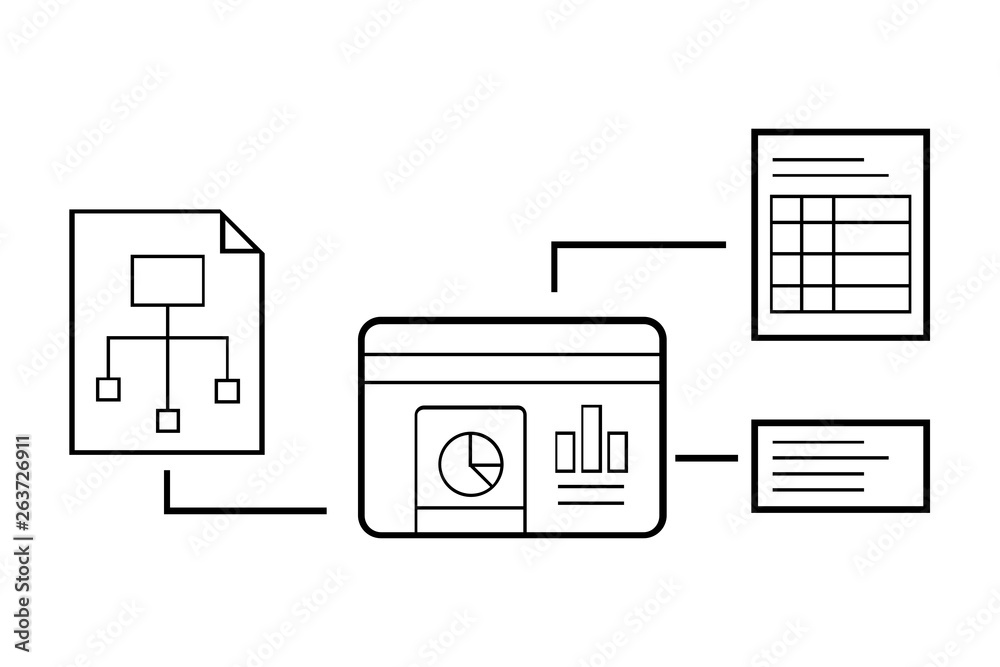 Parsing the document graphics statistics sign Stock Vector | Adobe Stock