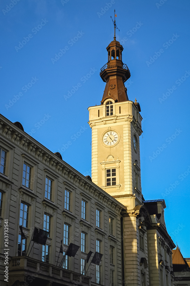 Reconstructed Jablonowski Palace, former City Hall located on Theatre ...