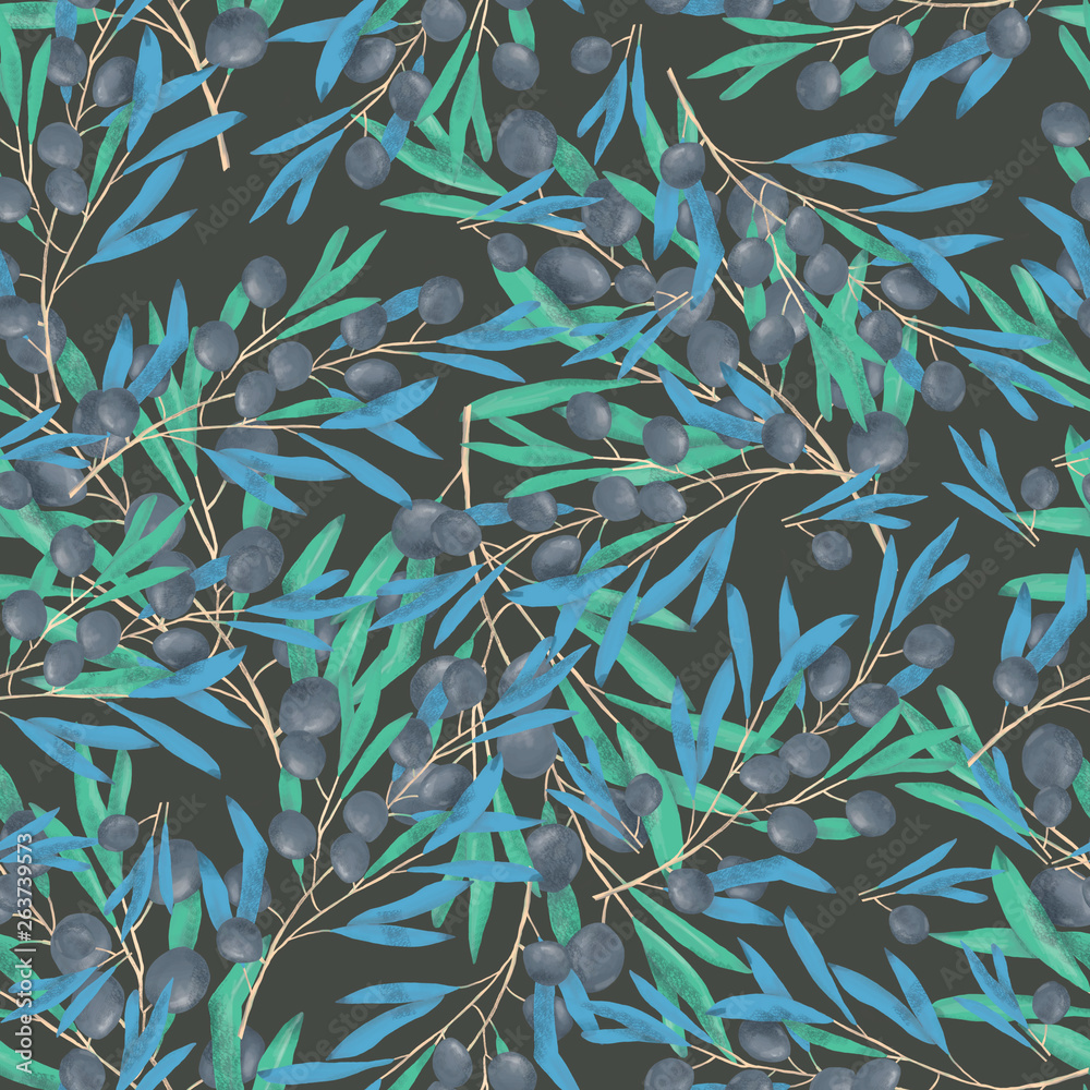 Olive pattern digital clip art watercolor drawing flowers, fabric ...