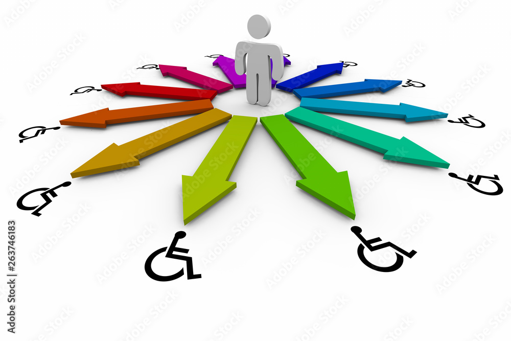 Wheelchair Disabled Person Symbol Disability Choices Options Icons 3d ...