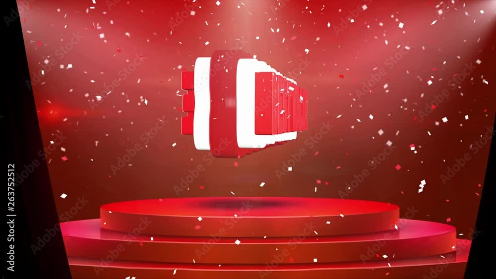 Best Value Text Animation on 3d Stage Podium Carpet. Reval Red Curtain ...