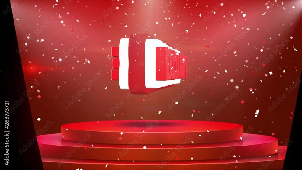 Exclusive Text Animation on 3d Stage Podium Carpet. Reval Red Curtain ...