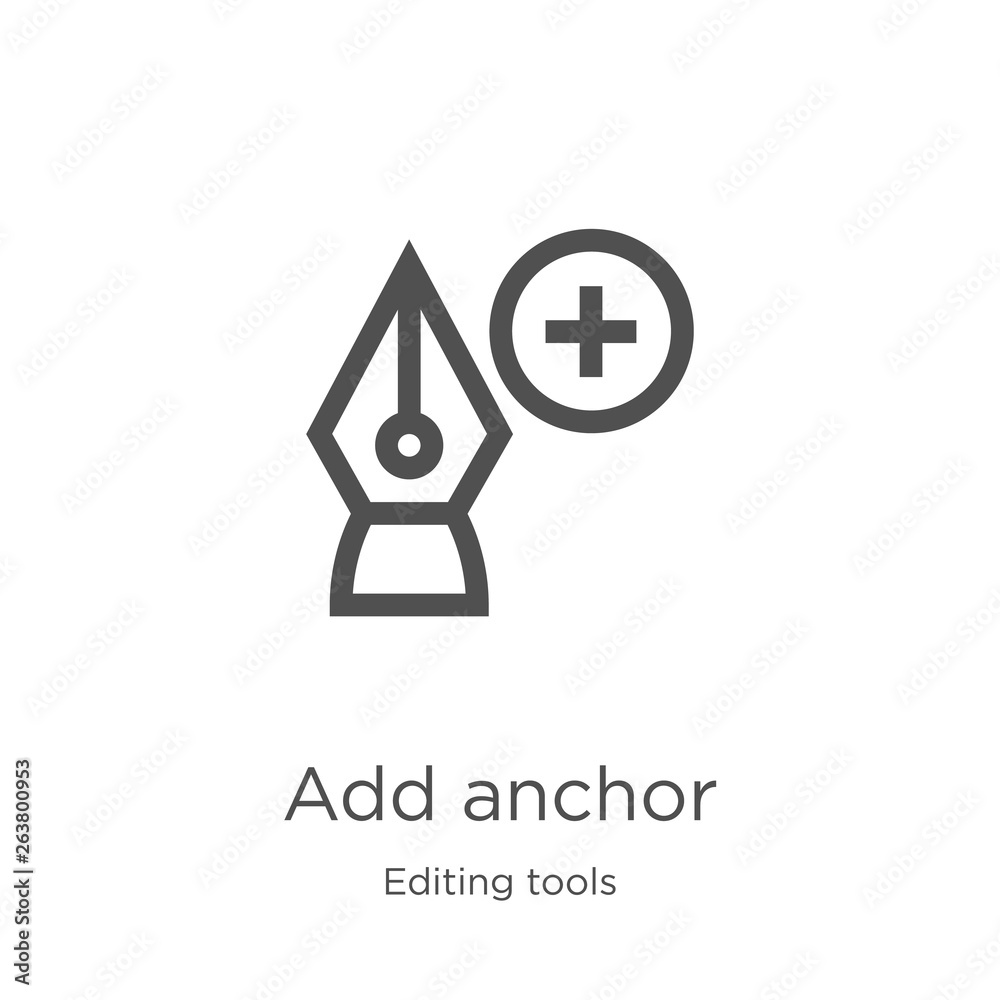 add anchor icon vector from editing tools collection. Thin line add ...