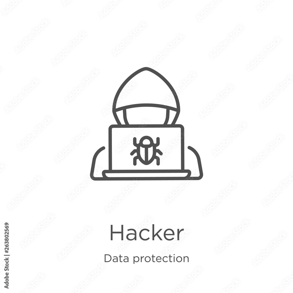 hacker icon vector from data protection collection. Thin line hacker ...