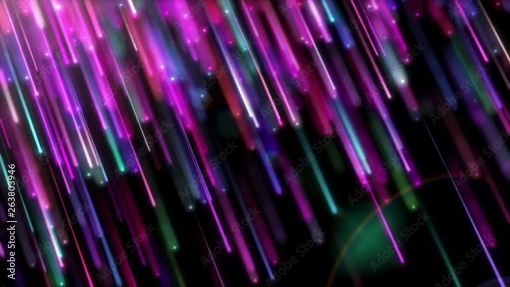 4K Animation of falling bright particles. Particle rain. Flying blue ...