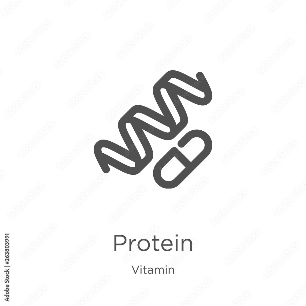 protein icon vector from vitamin collection. Thin line protein outline ...