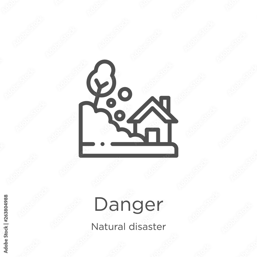 danger icon vector from natural disaster collection. Thin line danger ...