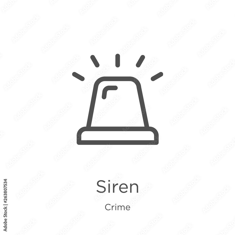 Siren icon vector from crime collection. Thin line Siren outline icon ...