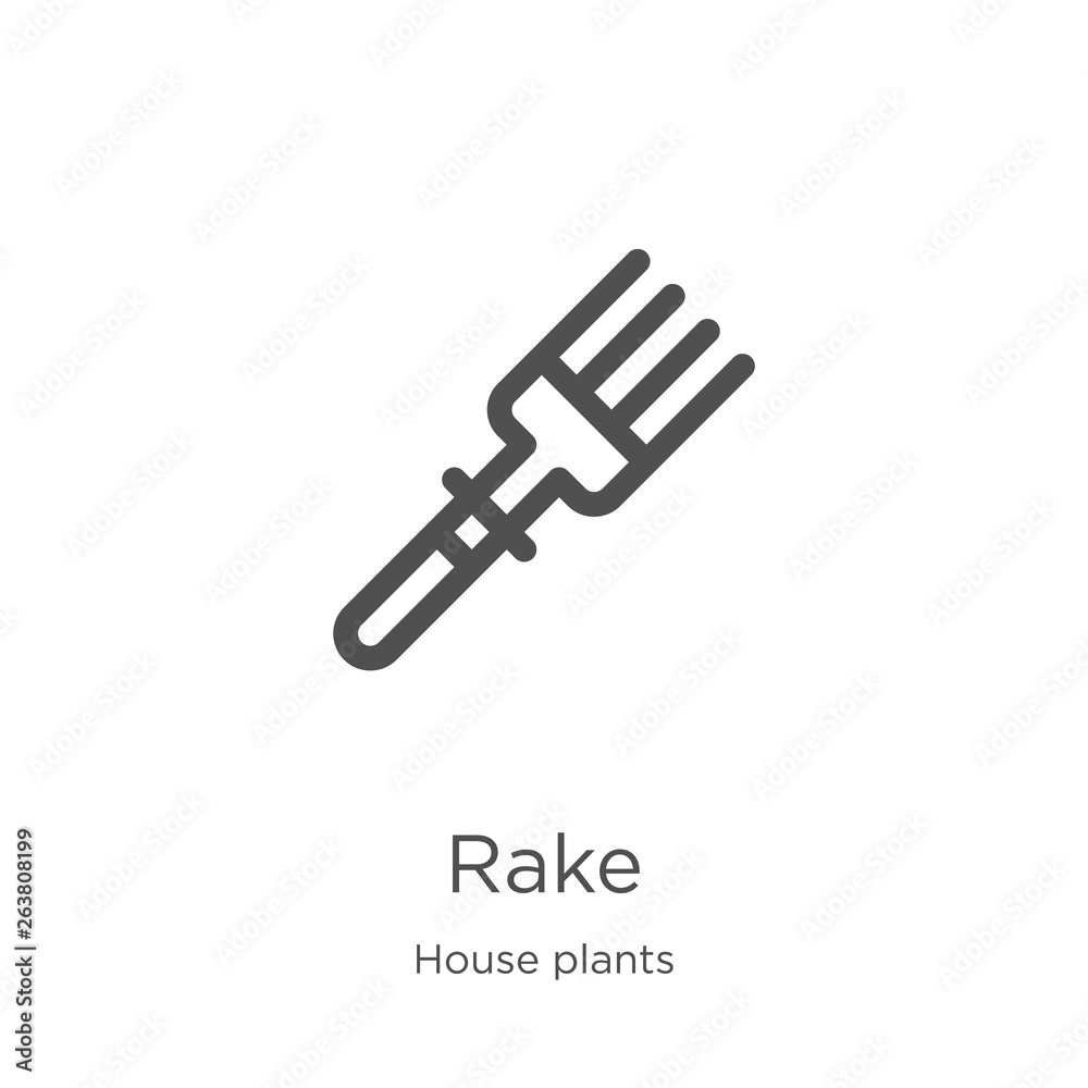 rake icon vector from house plants collection. Thin line rake outline ...