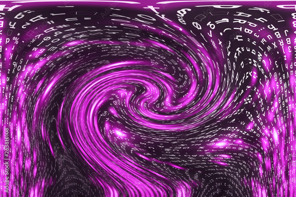 Pink matrix digital background. Distorted cyberspace concept ...