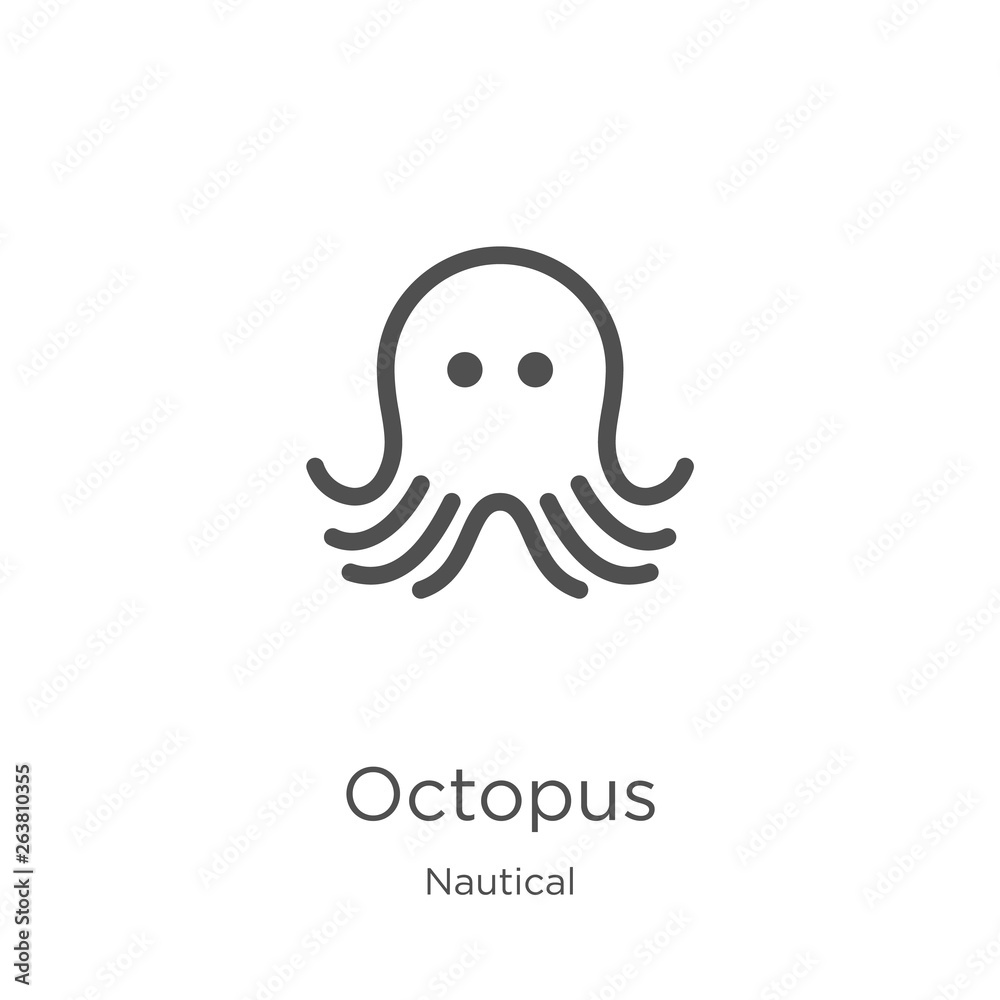 octopus icon vector from nautical collection. Thin line octopus outline ...