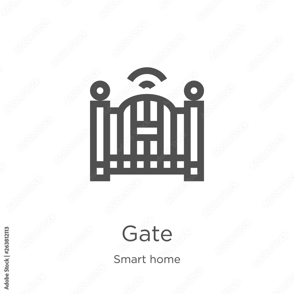 gate icon vector from smart home collection. Thin line gate outline ...