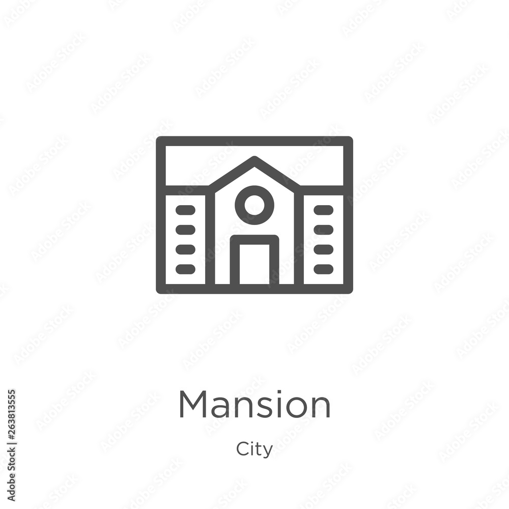 mansion icon vector from city collection. Thin line mansion outline ...