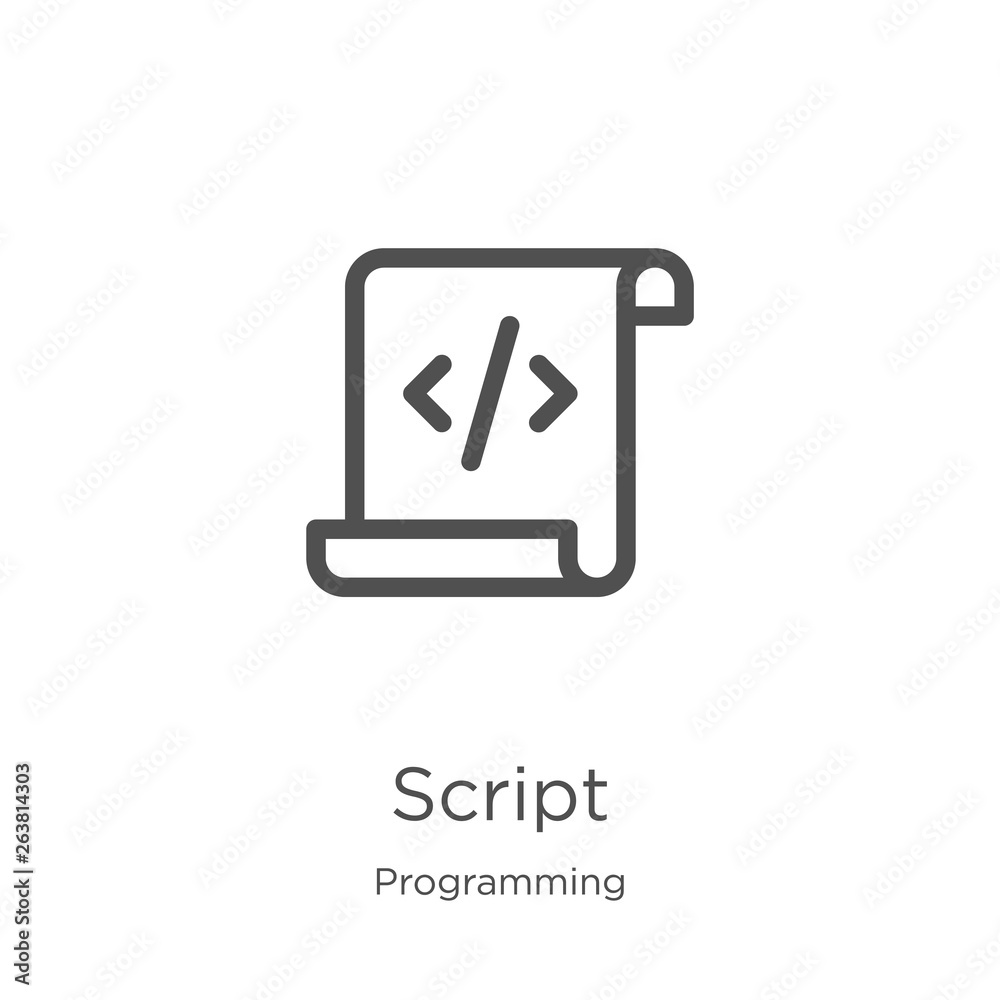 Script Icon Vector From Programming Collection Thin Line Script 6074