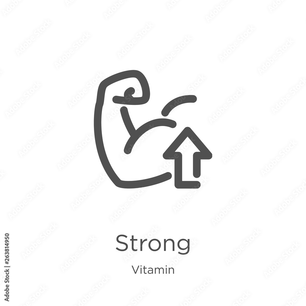 strong icon vector from vitamin collection. Thin line strong outline ...
