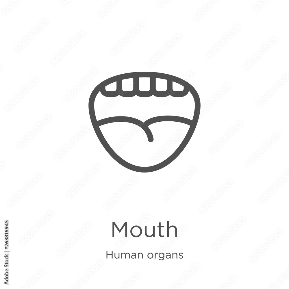 mouth icon vector from human organs collection. Thin line mouth outline ...
