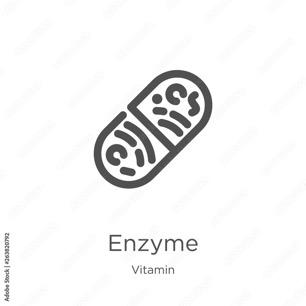 enzyme icon vector from vitamin collection. Thin line enzyme outline ...