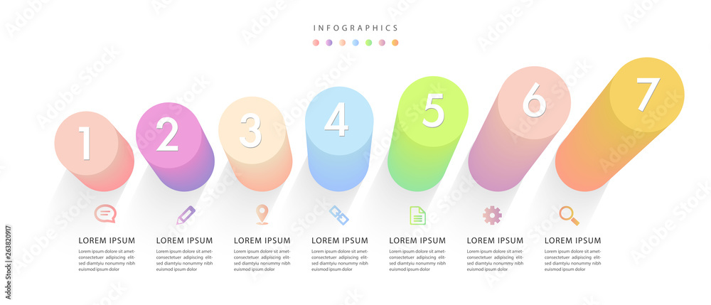 Vector infographic design UI template colorful gradient bar chart ...