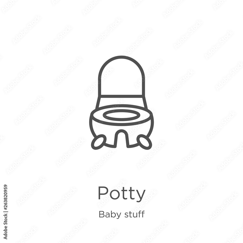 potty icon vector from baby stuff collection. Thin line potty outline ...