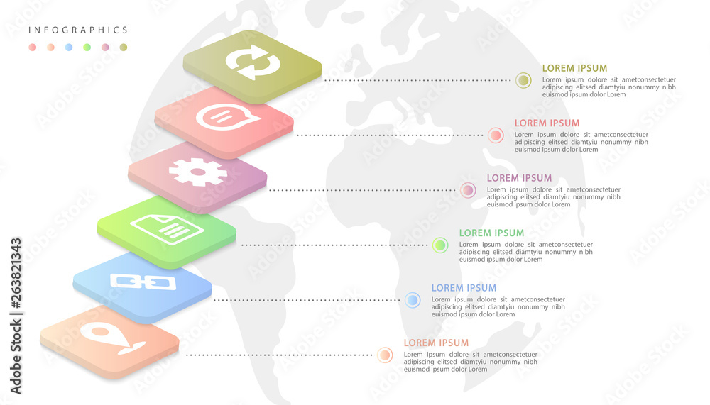 Vector isometric infographic design UI template colorful gradient ...