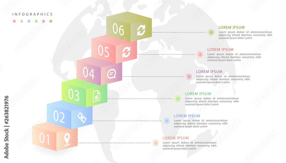 Vector isometric infographic design UI template colorful gradient ...