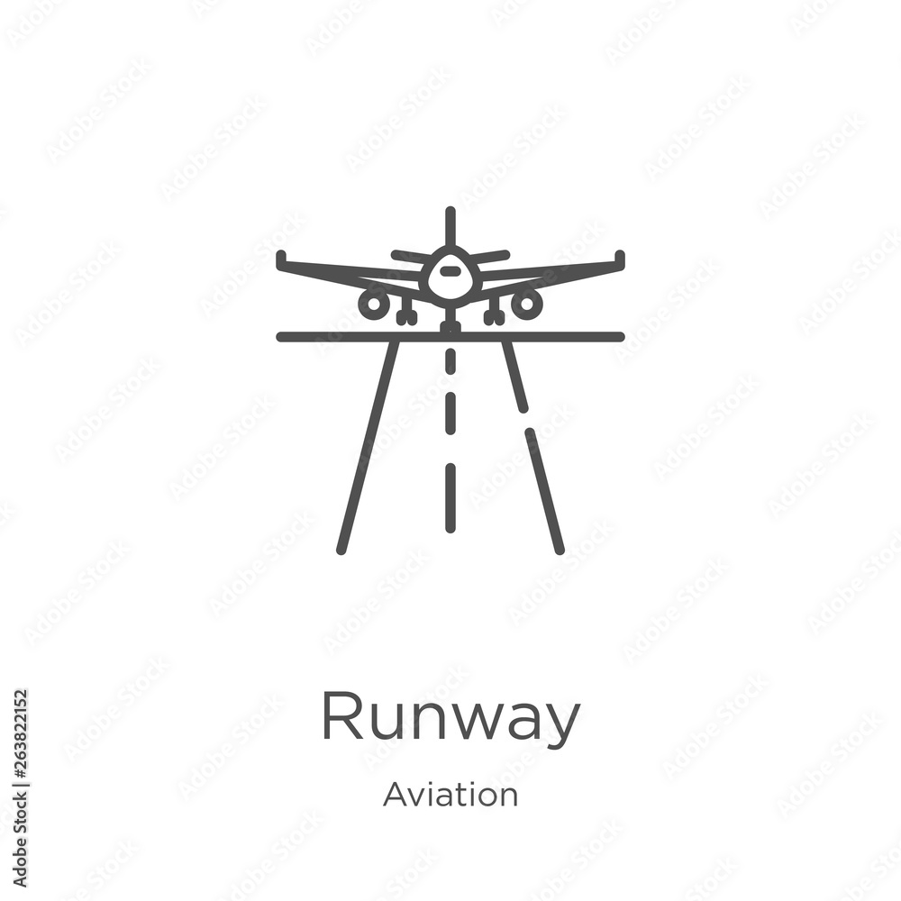 runway icon vector from aviation collection. Thin line runway outline ...
