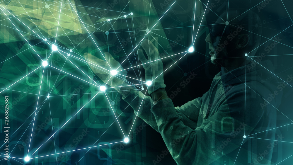 Cybercrime robot with human robot with human face hacking cybersecurity ...