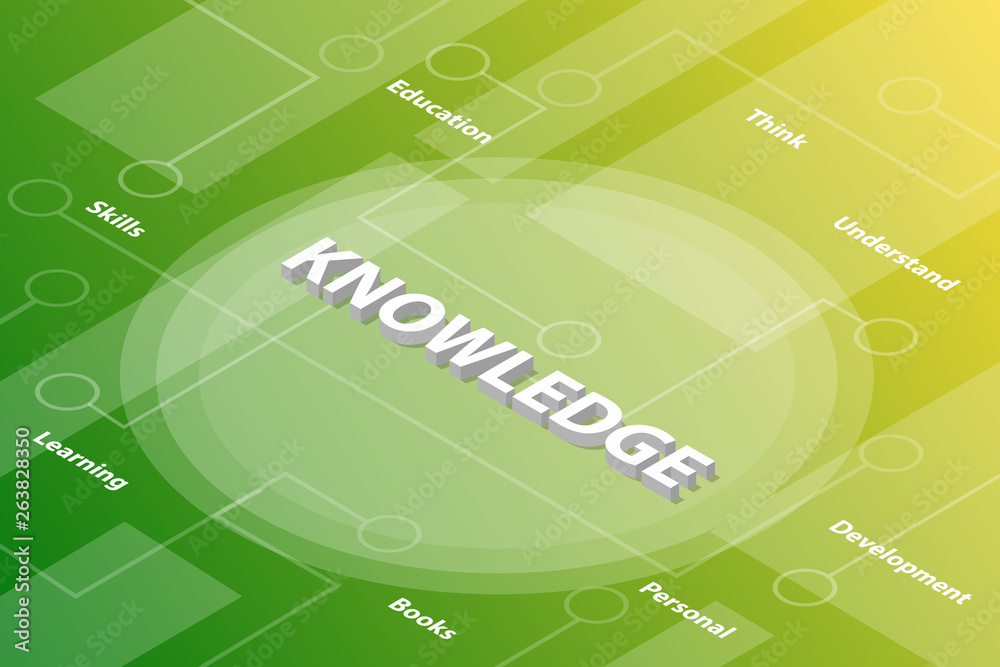 knowledge words isometric 3d word text concept with some related text ...