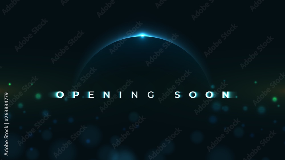 Opening Soon text on abstract Sunrise Dark Background with motion ...