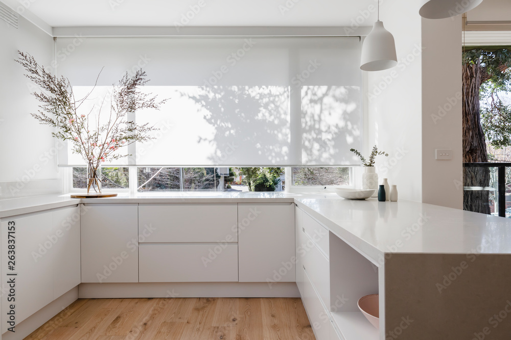 Light bright apartment kitchen Stock Photo | Adobe Stock