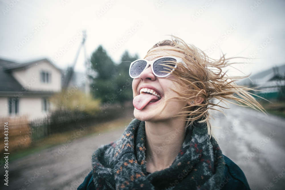 having fun under the first rain Stock Photo | Adobe Stock