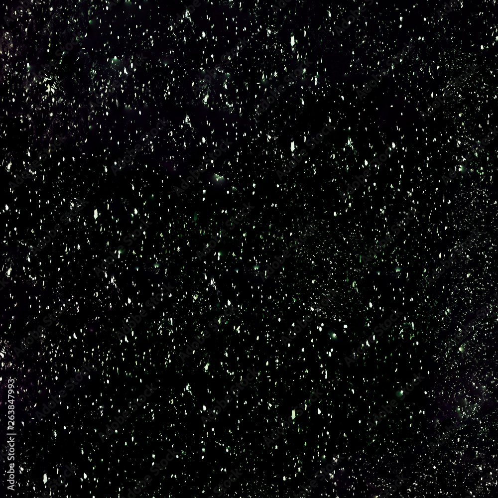Falling snow-fake winter background. color particle texture on black ...