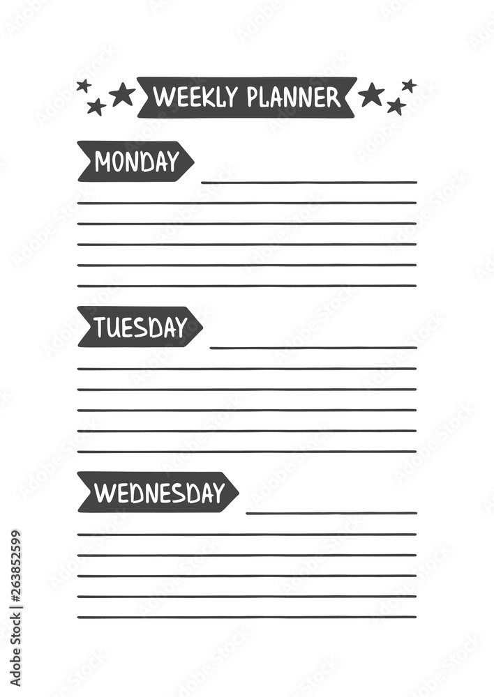 Weekly Planner. Vector Template for Agenda, Planner and Other ...